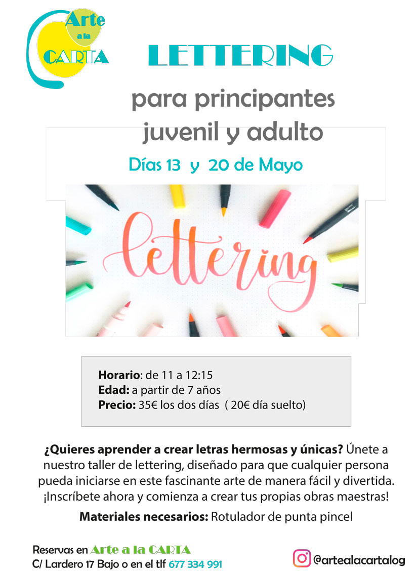 Curso de lettering (nivel iniciación), en Arte a la Carta